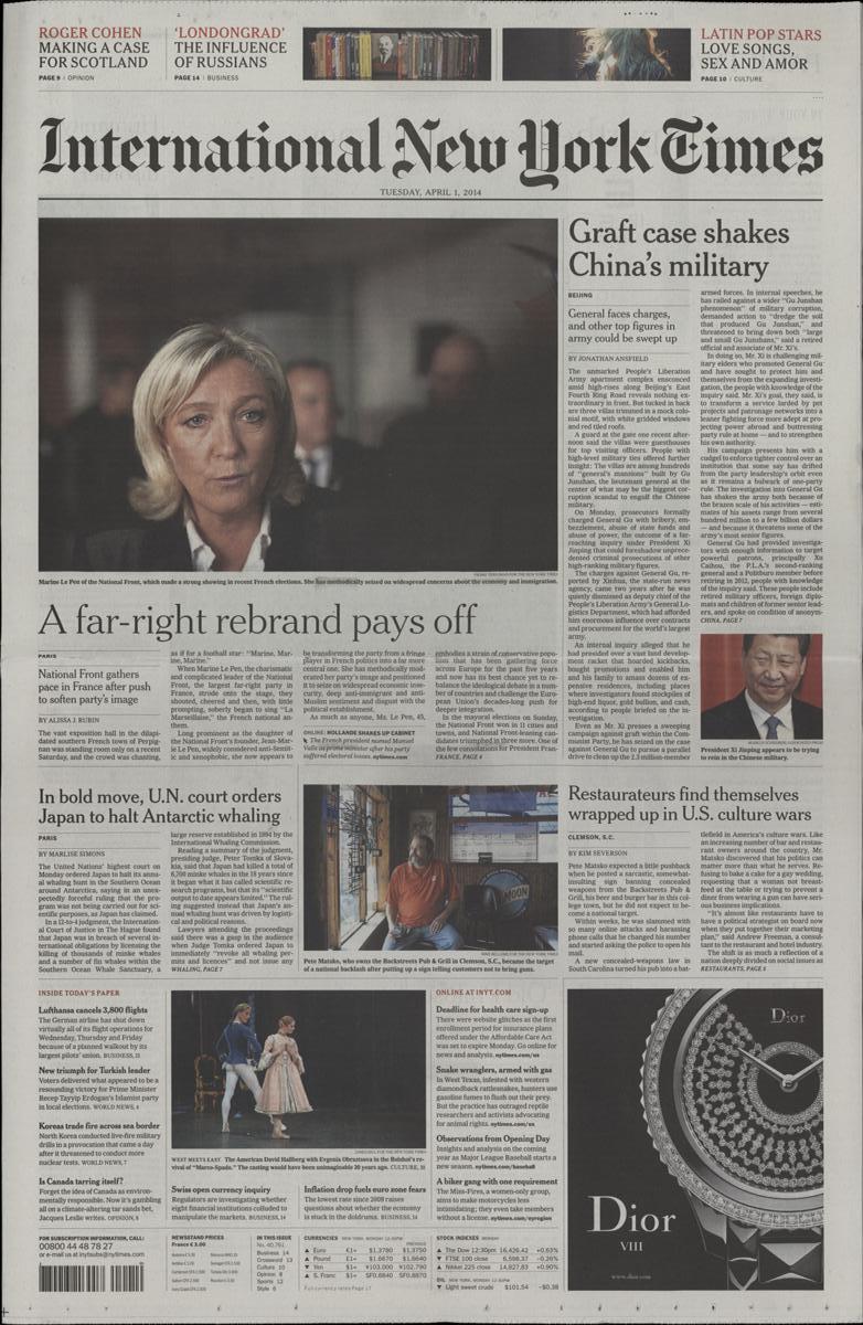 International New York Times n° 401 – Abonnement International New York ...